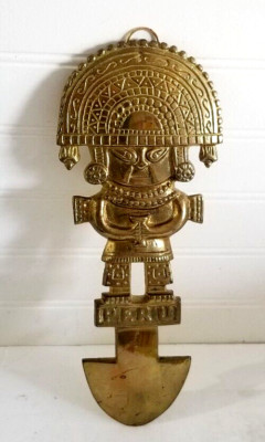 Vintage Brass Tumi Figurine Peru 11" Peruvian Inca Ceremonial Blade ...