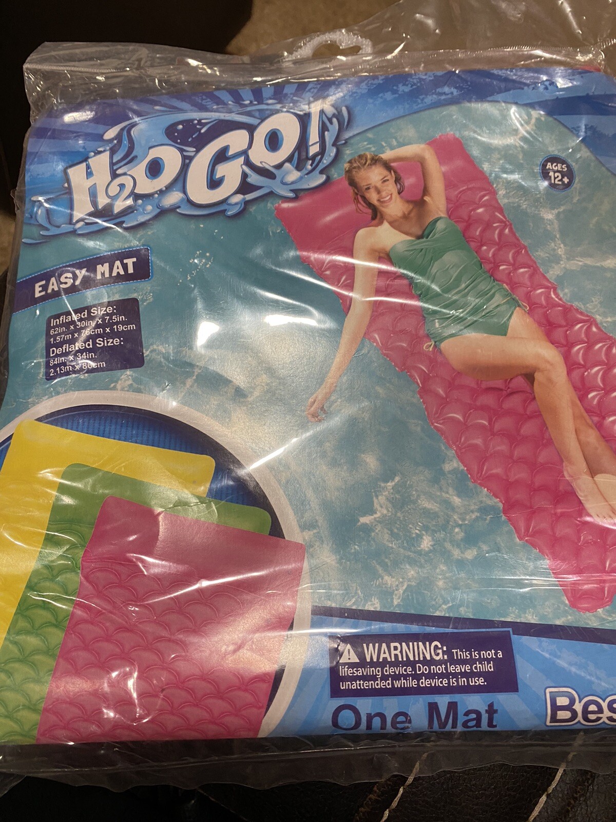Bestway 62”x 30" x 7.5" H2O GO! Easy Mat Pink Swimming Pool Float Ages ...