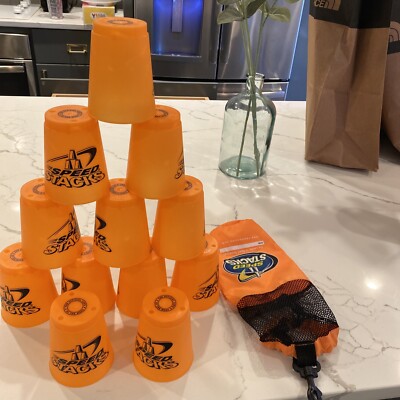 Speed Stacks Stacking Cups Orange WSSA Official Set of 12 Cups w/ Net ...