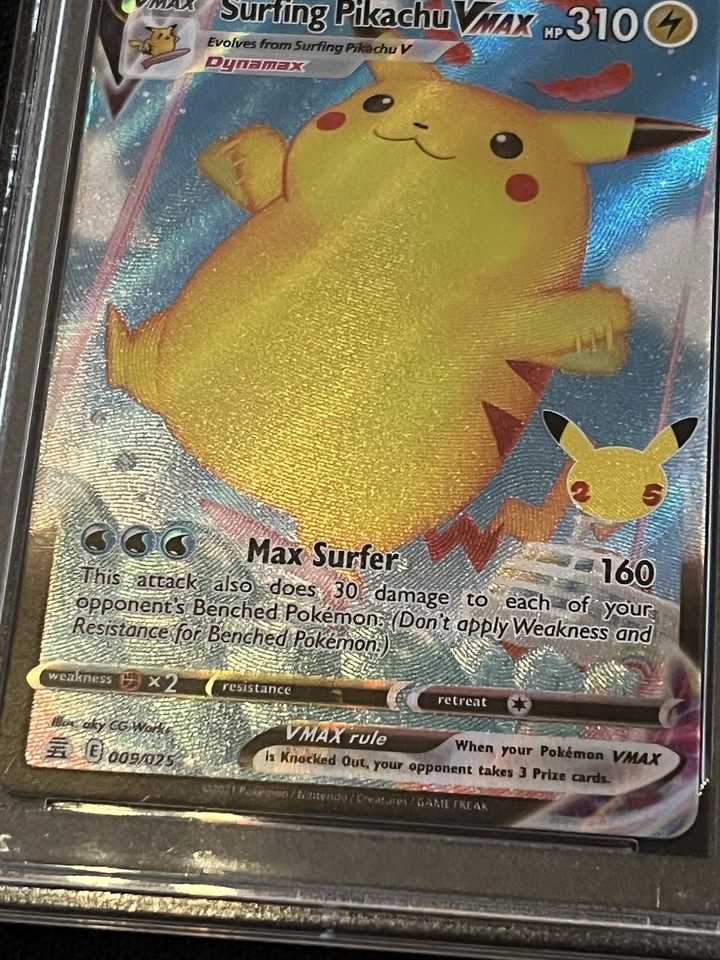 Surfing Pikachu VMAX 009/025 Pokemon Celebrations PSA 9 Grade Mint With ...