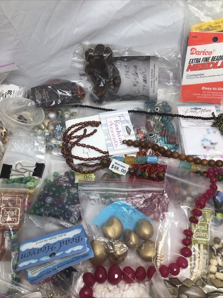 Large Mixed Lot Of Assorted Jewelry Making Supplies/Beads/Coral/Salmon ...