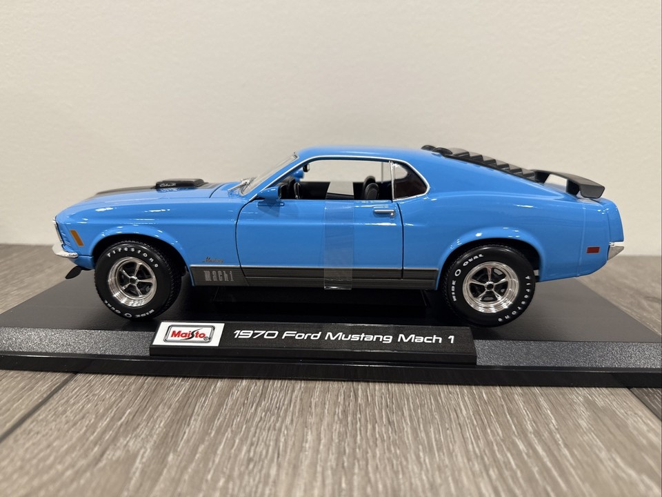 BACK IN** 1970 Ford Mustang Mach 1 - Blue 1/18 Scale Maisto Exclusive ...