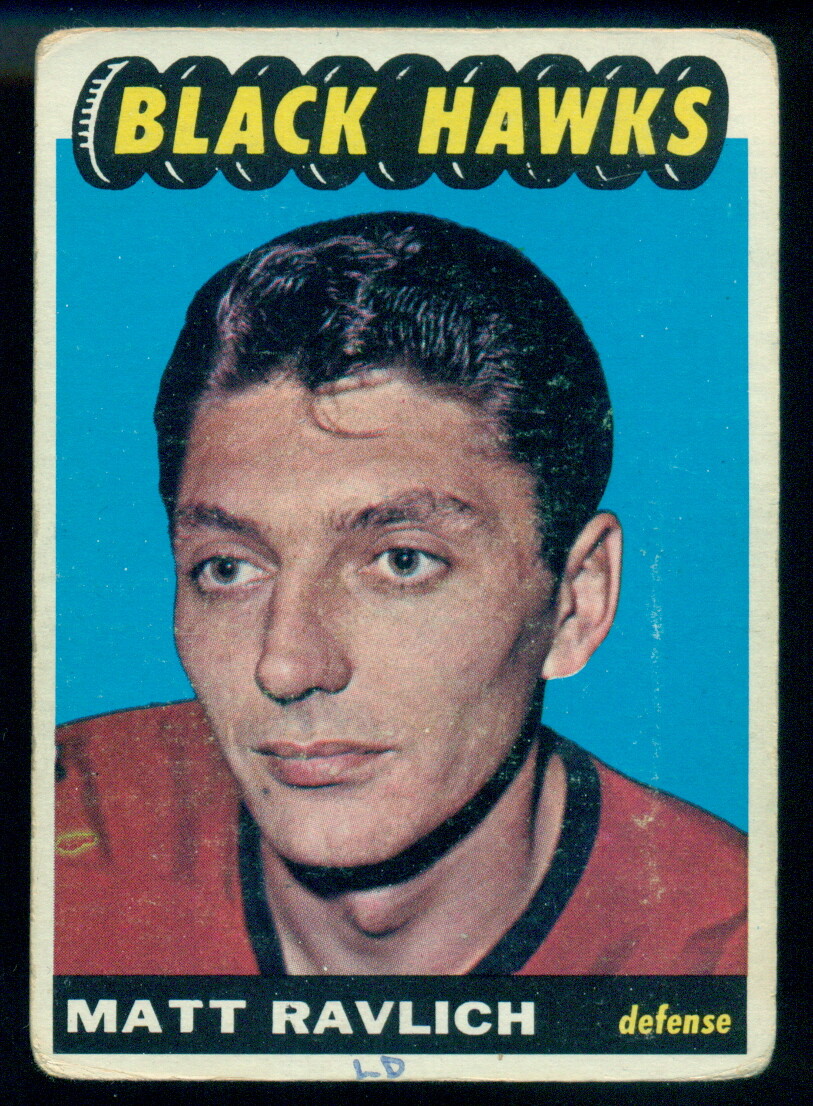 1965-66 TOPPS HOCKEY #115 Matt Ravlich RC VG Chicago Black Hawks Rookie ...