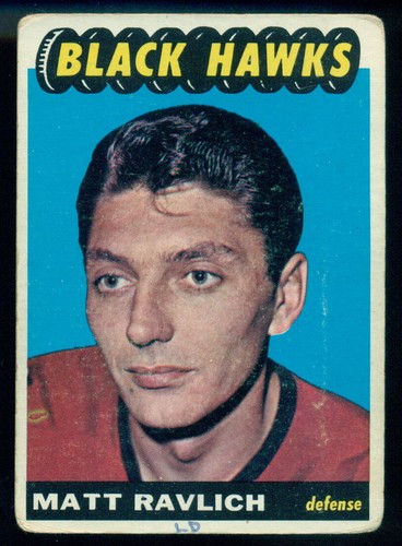 1965-66 TOPPS HOCKEY #115 Matt Ravlich RC VG Chicago Black Hawks Rookie ...