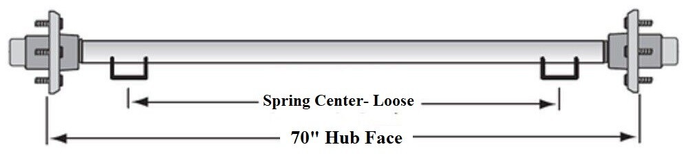 2000# Trailer Axle 70" Hub Face 25.25" Leaf Springs 5x4.5 Lug U Bolts ...