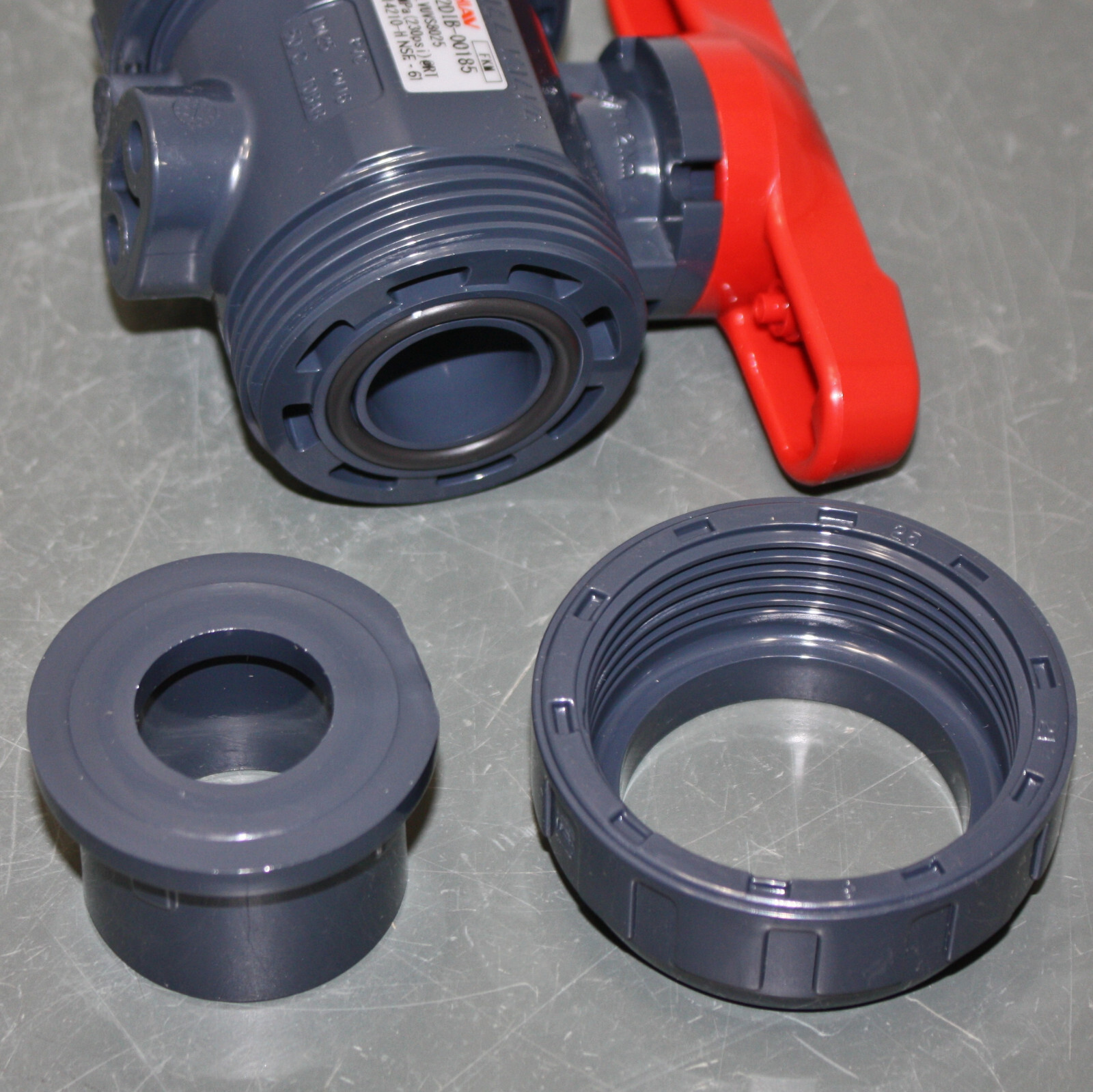 Asahi Inline Ball Valve 1605010, 1" Socket x Socket, 2-Way, PVC, Double ...