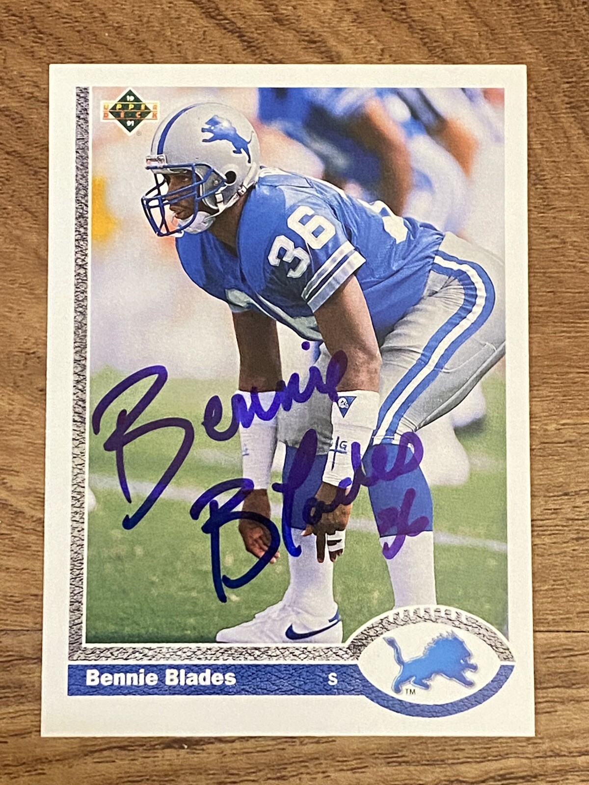 BENNIE BLADES 1991 Upper Deck #65 Autographed AUTO Card - Detroit Lions ...