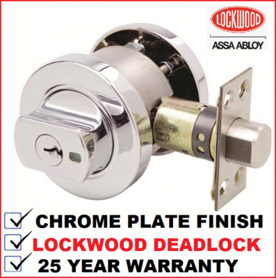 CHROME PLATE Lockwood 005 Deadlock Paradigm Lock Deadbolt 005/B1CPDP ...