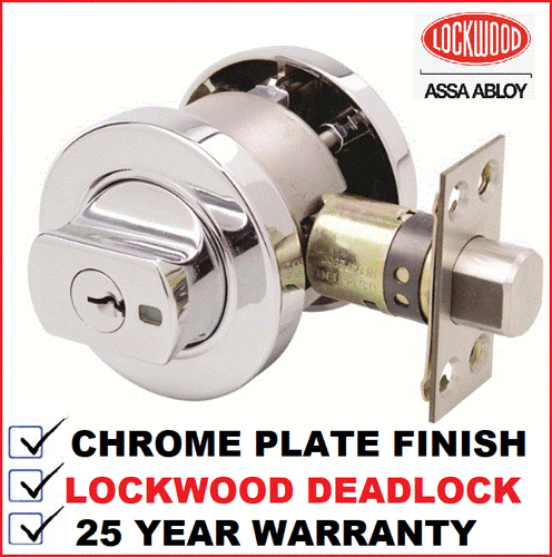 CHROME PLATE Lockwood 005 Deadlock Paradigm Lock Deadbolt 005/B1CPDP ...