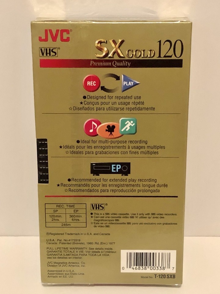 Factory Sealed JVC T-120 SX PREMIUM QUALITY GOLD Blank VHS Tapes 6-hrs ...