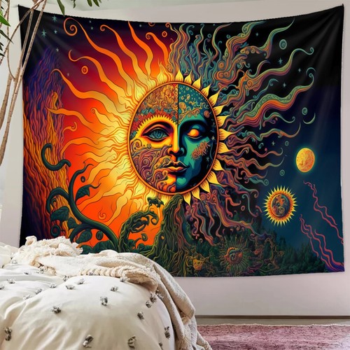 Bicolor Sun Extra Large Tapestry Abstract Wall Hanging Art Background ...