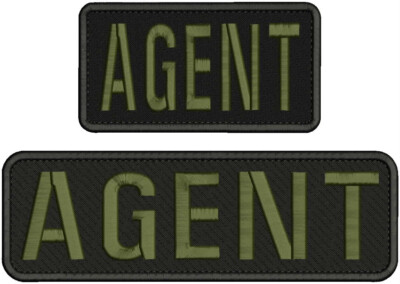 AGENT EMBROIDERY PATCH 10X43 AND 6X3 HOOK ON BACK black/od green | eBay