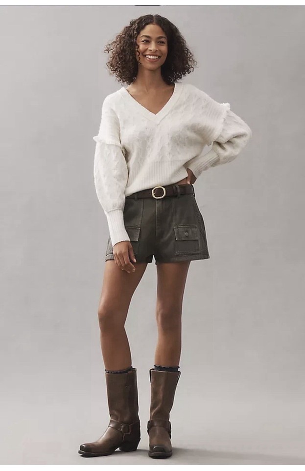 Anthropologie - Pilcro V-Neck Drop Shoulder Cable Sweater NWT sz MEDIUM ...