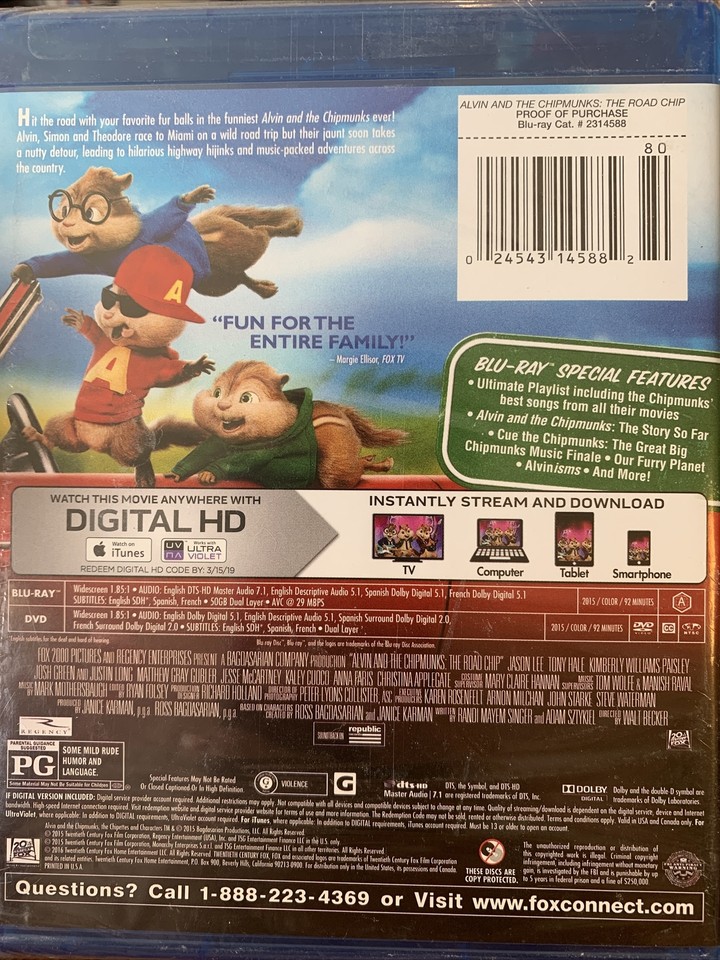 Alvin and the Chipmunks: The Road Chip [Blu-ray] - Blu-ray - NEW SEALED ...