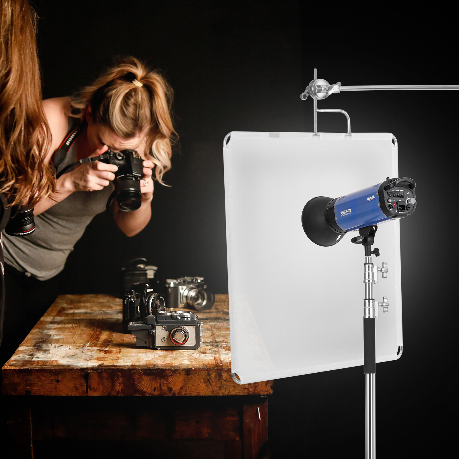 2x Heavy Duty Professional Studio C Stand with Gobo Arm Grip Heads ...