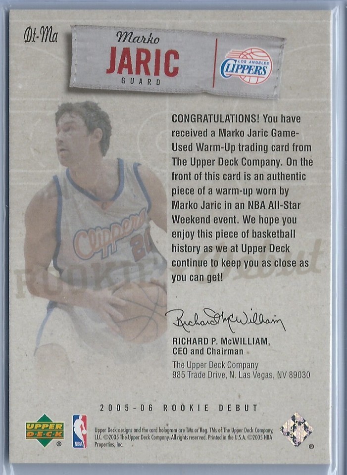 2005-2006 Rookie Debut Basketball Marko Jaric Los Angeles Clippers ...