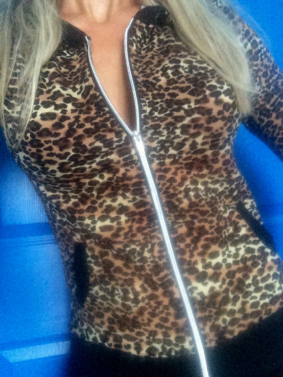 BROWN animal LEOPARD hoodie cardigan Sweater zipper pockets cotton S M ...