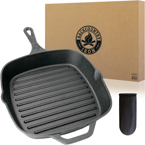 12 Inch Square Grill Pan Large Pre-Seasoned Cast Iron 7445002662604| eBay