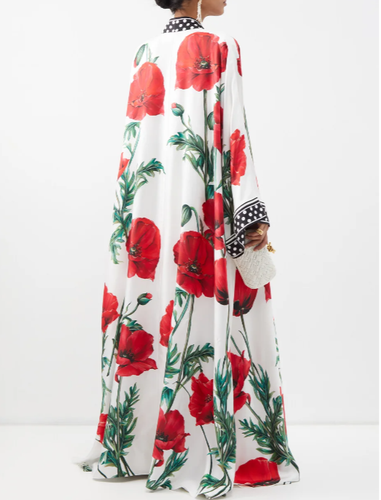 Dolce & Gabbana Poppy Print Silk-Twill Coat Size 40 (US 4) New With ...