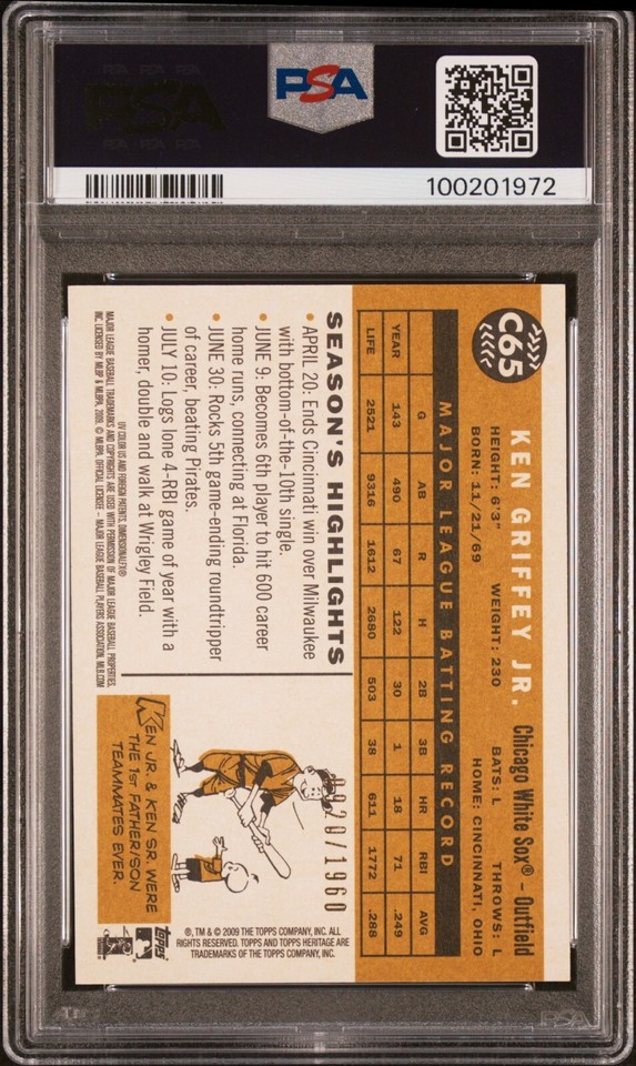 2009 Topps Heritage Baseball Ken Griffey Jr. Chrome /1960 PSA 9 | eBay
