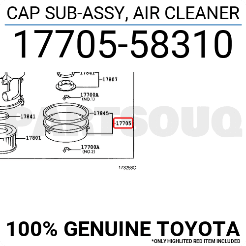 1770558310 Genuine Toyota CAP SUB-ASSY, AIR CLEANER 17705-58310 | eBay