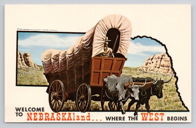 Postcard Nebraska Conestoga Wagon and Oxen the Official Symbol of ...