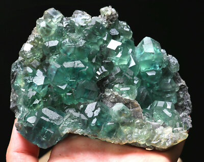 731.8g NATURA Transparent Green octagon Cube FLUORITE Mineral Specimen ...