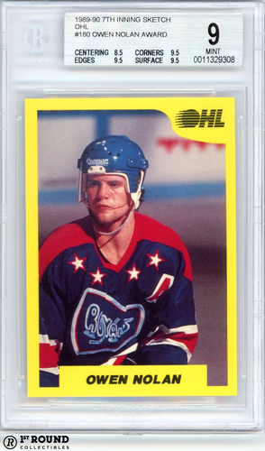 Owen Nolan BGS 9+: 1989-90 7th Inning Sketch OHL Pre-Rookie Card #180 ...