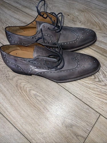 MAGNANNI MEN’S GRAY SOFT LEATHER BROGUE WINGTIP DERBY SIZE 8.5 | eBay