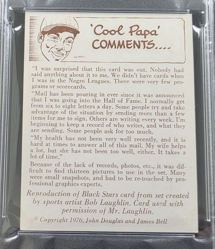 1976 JAMES COOL PAPA BELL Signed Douglas Bell Card-NEGRO LEAGUES-GRAYS ...