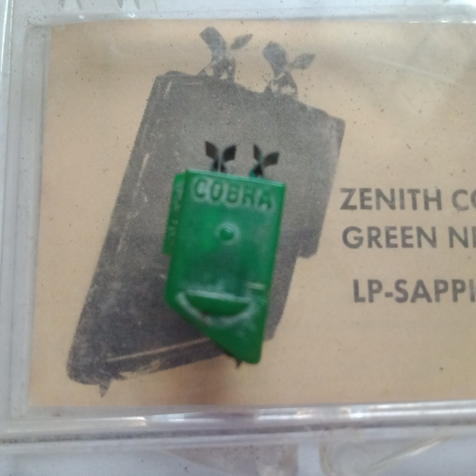 ZENITH Cobra Green Needle Cartridge LP Sapphire Record Player Vintage ...
