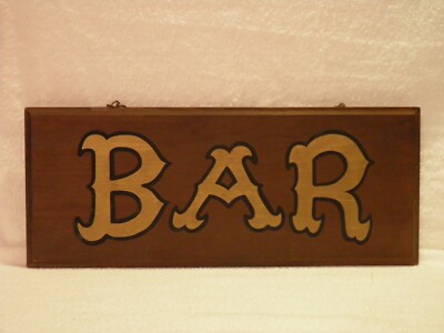 VINTAGE WOODEN "BAR" HANGING SIGN with TWO TAVERN SIGNS Included ALL ...