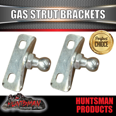 PAIR GAS STRUT BRACKETS. RIGHT ANGLE EXTERNAL WITH 13MM BALL. ZINC ...