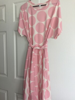 LULAROE MARLY XXL 2XL Tie Dress pastel Pink White polka dot | eBay