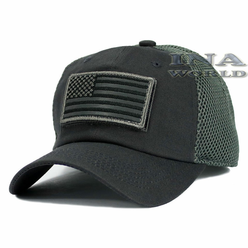 USA Flag Hat Detachable Patch Tactical Operator Micro Mesh Military ...