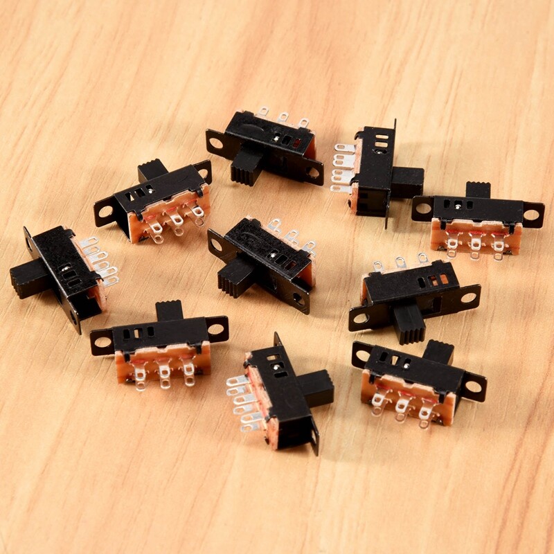 10Pcs High Knob 6 Pin 3 Position DPDT Panel Slide Switch 0.5A 50V DC ...