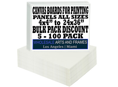 Artist Canvas Panels Boards White Black 4x4 8x10 9x12 11x14 16x20 18x24 ...