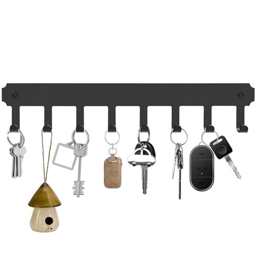 Key Holder for Wall, Key Hooks with 8 Hooks Wall Mounted Black Key ...