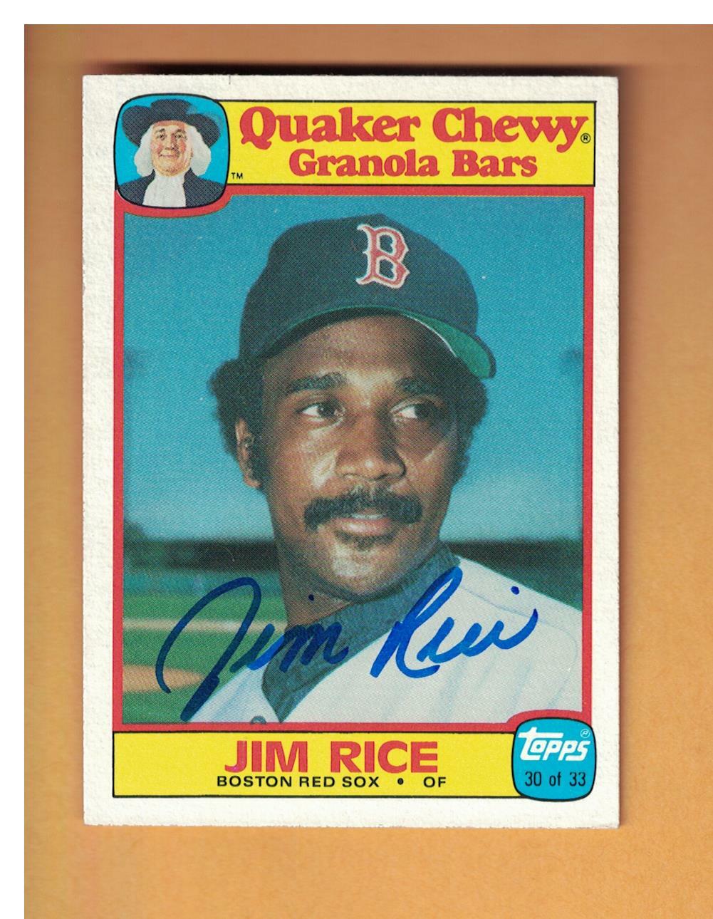 Jim Rice AUTOGRAPHED 1986 TOPPS QUAKER CHEWY BASEBALL CARD SIGNED ...