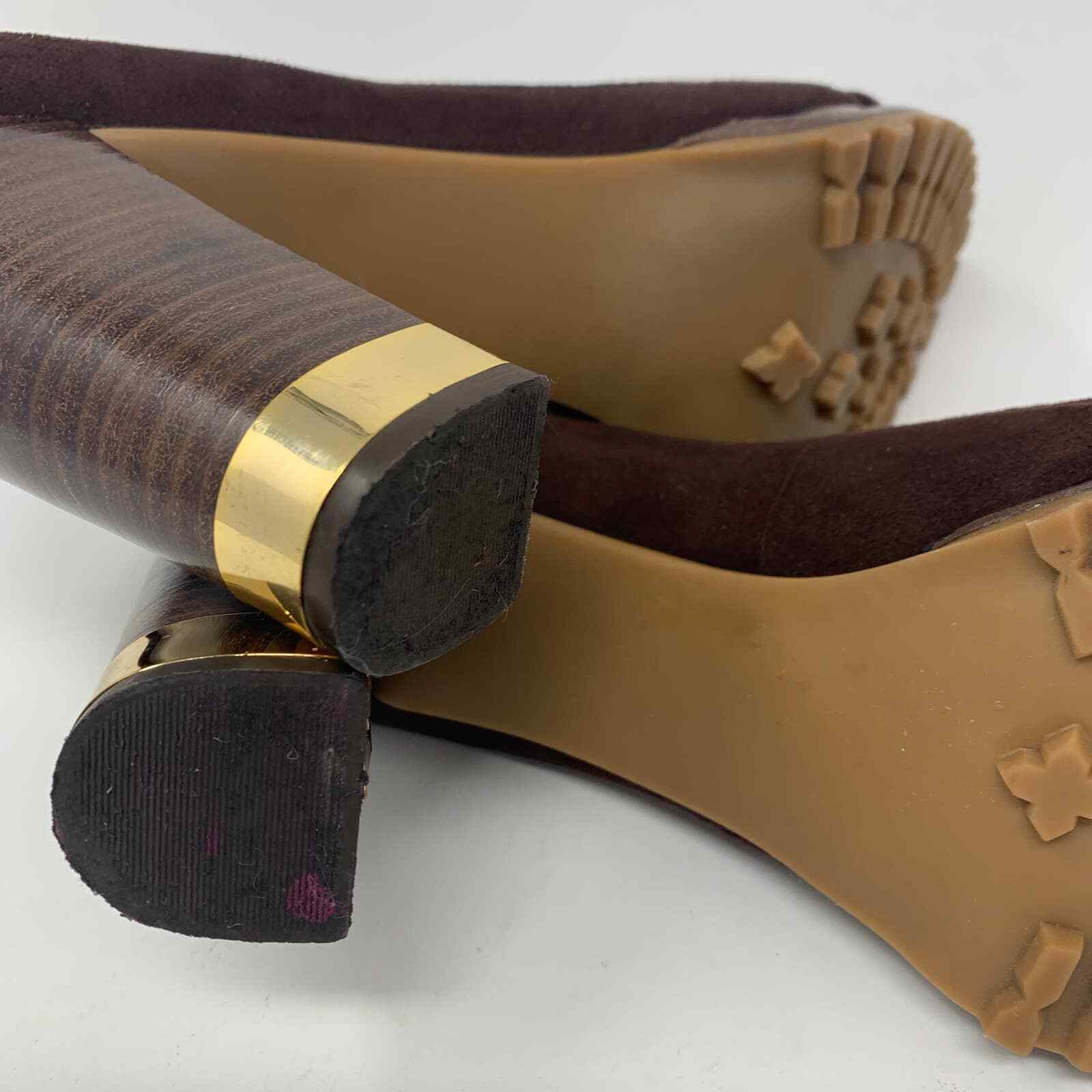 Tory Burch Brown Suede Lug Sole Round Toe Buckle Stac… - Gem