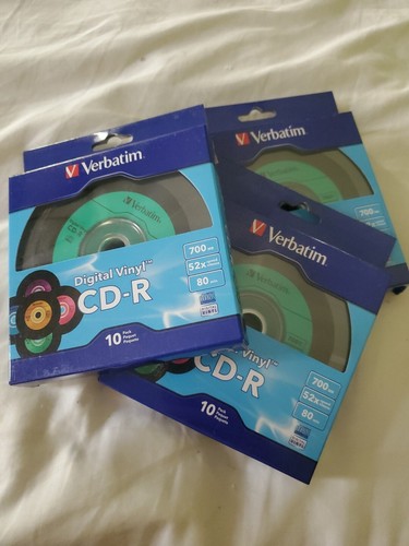 Verbatim 700MB 52X 80 Minute Digital Vinyl CD-R, 10-Disc 97935 (3 boxes ...