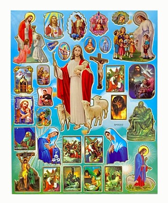 32 Pcs Catholic Religious Stickers Good Shepherd St Joseph Pieta Virgin ...