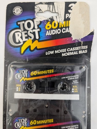 TOP CREST~3 Pack~ Brand New Audio Tape Cassettes 60 minute Low Noise ...