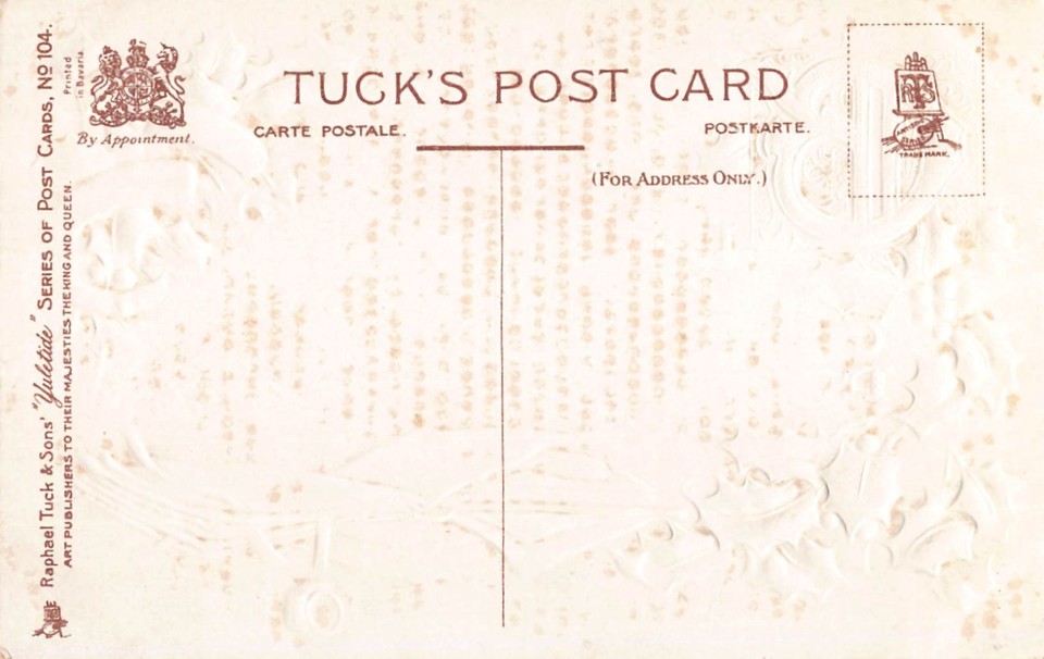 Holly & an Open Book-Vintage Tuck Christmas Motto Postcard-Yuletide ...