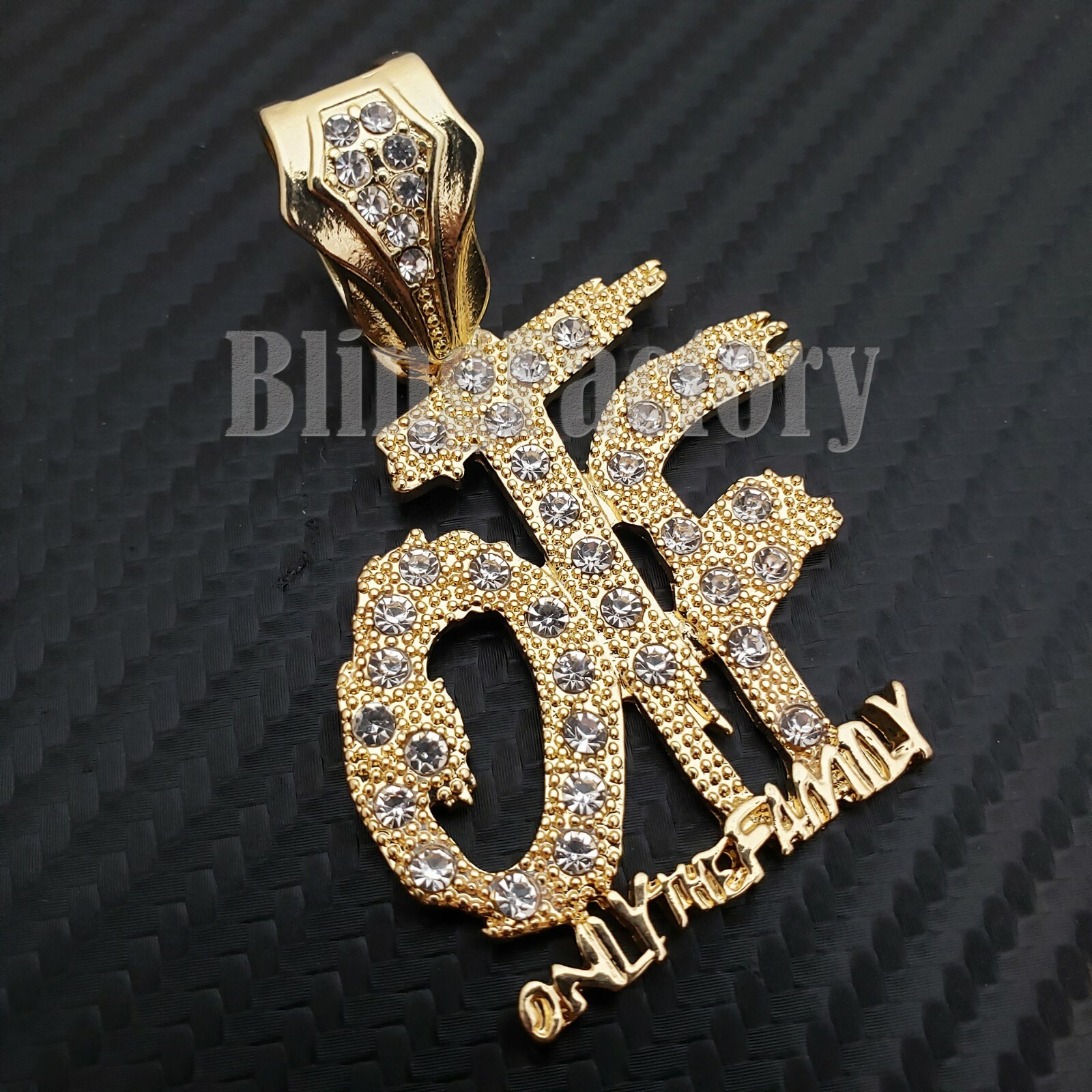 Hip Hop Gold PT Only the Family OTF Pendant & 18" Iced Choker Chain ...