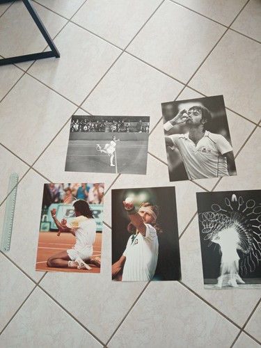 Joli lot 5 grandes photos tennis/noah/jimmy connors/bjorn borg/Suzanne ...
