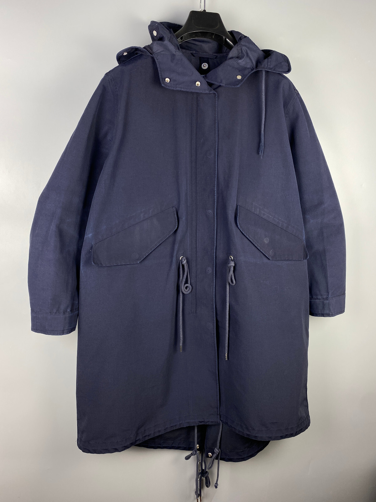 ARKET Womens Oversized Cotton Navy Fishtail Garment D… - Gem