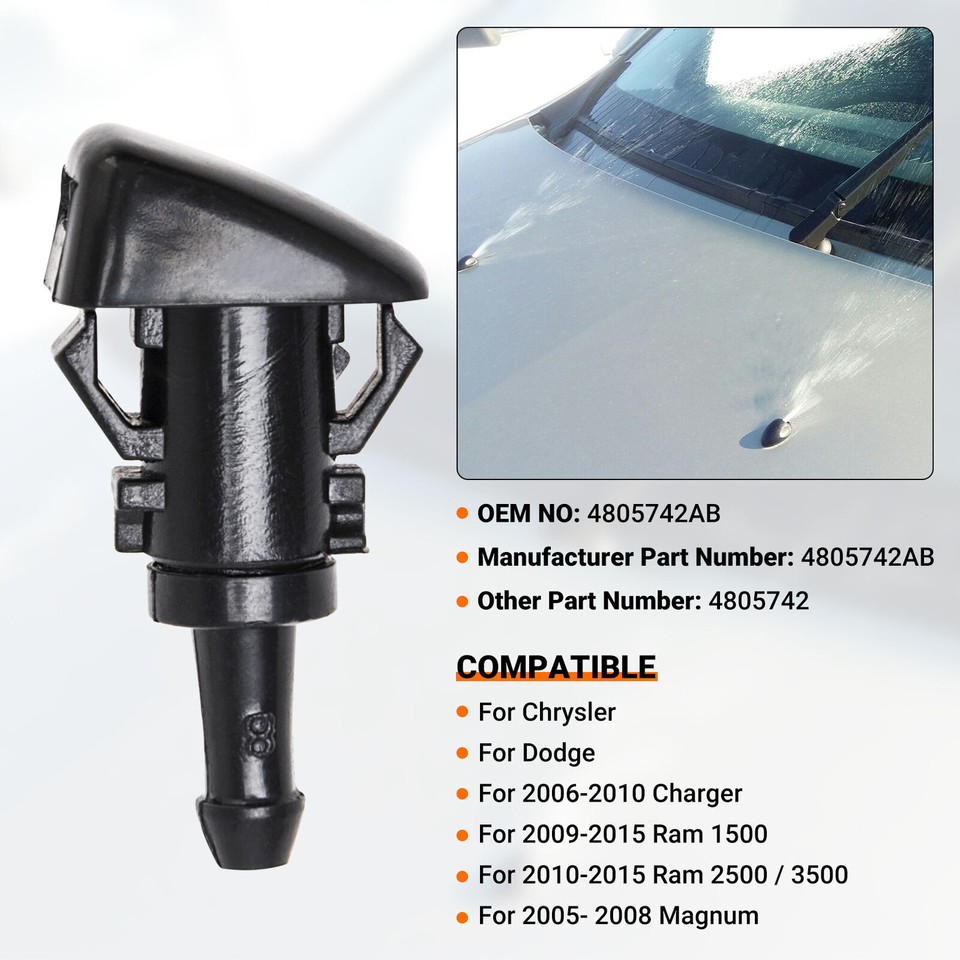 2PCS Windshield Washer Wiper Water Spray Nozzle for Chrysler 300C Jeep ...
