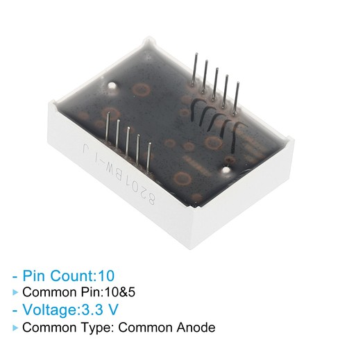 5Pcs Common Anode 7 Segment 10 Pin 2Bit 3.3V LED Display Digital Tube ...