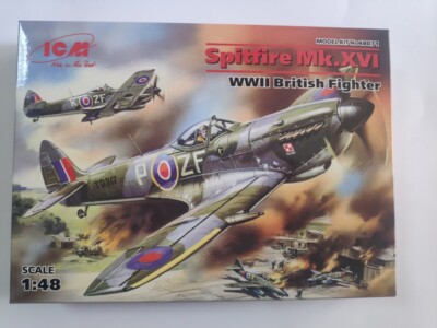 Spitfire Mk.XVI British Fighter WWII era (Plastic model kit) 1/48 ICM ...